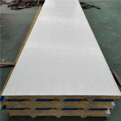 China 960mm diamond steel sheet rock wool sandwich roof panel with 0.376mm for sale