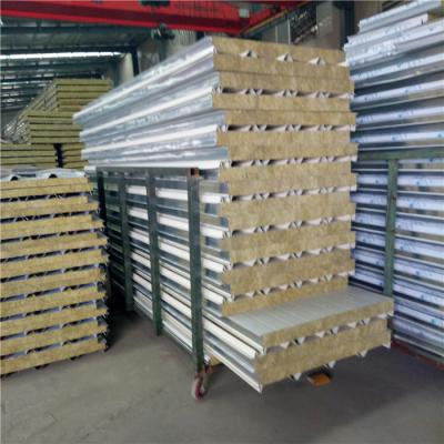 China heat resistance materials 50mm rock wool sandwich roof panel with 0.376mm for sale