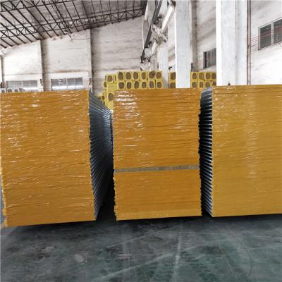 China 50mm prefab houses rock wool sandwich panel prefabricated building materials with fireproof for sale