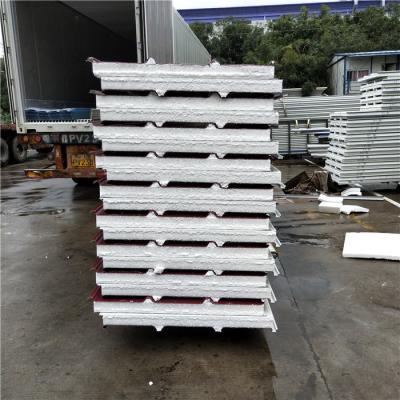 China 75mm eps sandwich roof panel with 0.4mm red wine steel up and 0.35mm down to Uruguay for sale