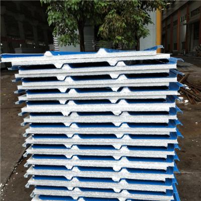 China 1050-30-426 blue steel up and 0.5mm PVC down eps sandwich panel with 12kg for sale