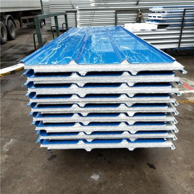 China 30mm blue steel polystyrene foam sandwich roof panel with protective film for sale