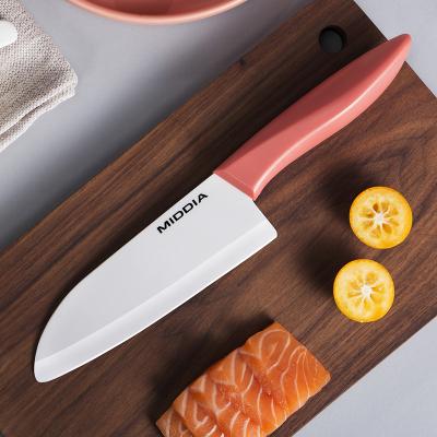 China PP Handle MIDDIA White Blade Ceramic Kitchen Professional Chef Knife With Cover Sheath for sale