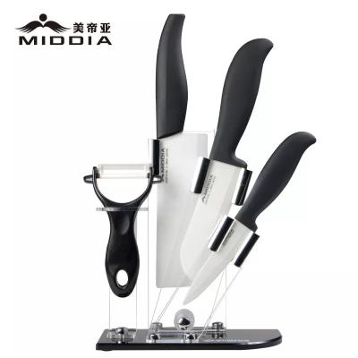 Cina Coltelli da cuoco a manico nero Set di 5 pezzi per tagliare carne e verdura di MIDDIA Ceramic in vendita