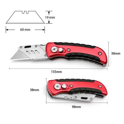 China Stainless Steel Blades Folding Utility Knife for Cutting Cardboard Boxes and Parcel for sale