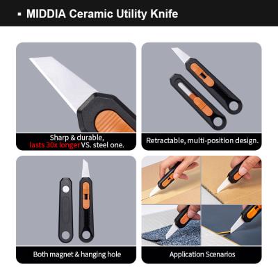 Cina OEM Taglio carta portatile MIDDIA coltello utilitario con bordo a denti di sega e maniglia in PP in vendita