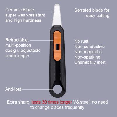 China Afdrukken van logo MIDDIA Keramisch nutsmes Doos Cutter Pocket Carpet Messer L3.4cm Te koop