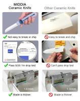 China MIDDIA Ceramic Retractable Fruit Knife 19cm Zirconia Blade PP Handle Custom Colors for sale