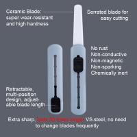 China Customized Ceramic Retractable Sawtooth Blade Utility Knife 177mm for Packaging for sale