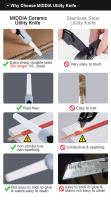 China Customized Ceramic Retractable Sawtooth Blade Utility Knife 177mm for Packaging for sale
