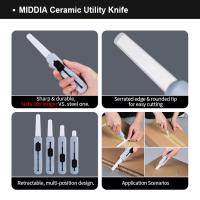 China Customized Ceramic Retractable Sawtooth Blade Utility Knife 177mm for Packaging for sale