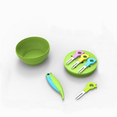 China Gemakkelijk compact MIDDIA Keramisch vouwmes en fruitvorken met opslagdoos for sale
