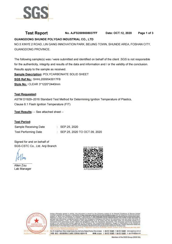 ASTM D1929-2016 - Guangdong Shunde Polygao Plastic Industrial Co., Ltd.
