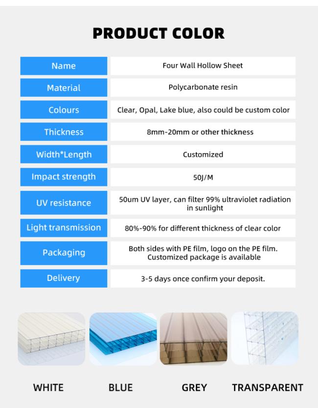 Polycarbonate sheet color options