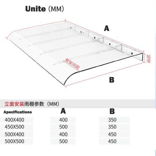 Quality Clear Plastic PC Awning Canopy Polycarbonate Air Conditioner Awning for sale
