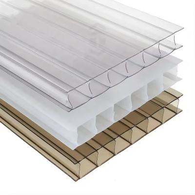 China Building Material Double UV Coating PC hollow  Polycarbonate Sheet Crystal clear Uv Proof Polycarbonate Hollow Sheets for sale