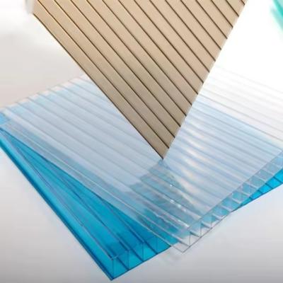 China Building Material Double UV Coating PC hollow  Polycarbonate Sheet Crystal clear Uv Proof Polycarbonate Hollow Sheets for sale