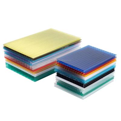 China 5mm 10mm Multiwall Panels Sun Shade Polycarbonate Hollow Sheet for Car Shelter 5mm Twin Wall Hollow Polycarbonate Sheet for sale