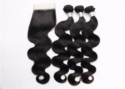 Cina Chiusura umana del pizzo delle trame 4 * 4 del corpo di Wave di estensioni regolari dei capelli per le donne di colore in vendita