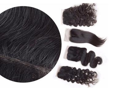 Cina Chiusura rimbalzante della parte anteriore del pizzo dei capelli umani del nero 100 duratura senza nodi o pidocchi in vendita