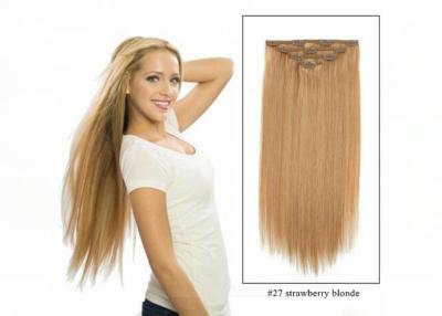 China Unprocessed Gold Clip In Hair Extensions 220g Smooth Double Drawn 7A Grade for sale