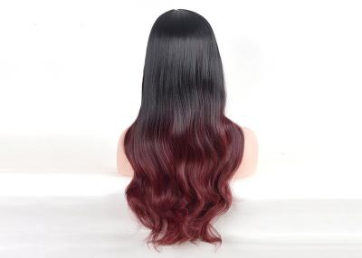 China Black To Wine Red Colored Synthetic Wigs Long Natural Wavy Smooth Feeling for sale