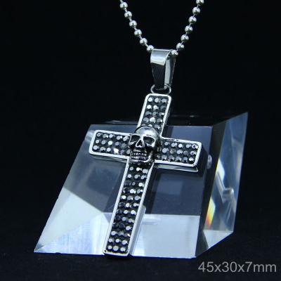 China Cruz cristalina de moda del embutido de las piedras de la CZ del acero inoxidable más el colgante LDC107 del collar del símbolo en venta
