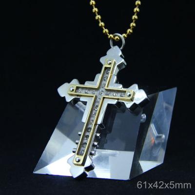 China Cruz cristalina de moda del embutido de las piedras de la CZ del acero inoxidable más el colgante LDC112 del collar del símbolo en venta