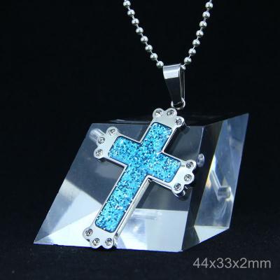 China Cruz cristalina de moda del embutido de las piedras de la CZ del acero inoxidable más el colgante LDC110 del collar del símbolo en venta
