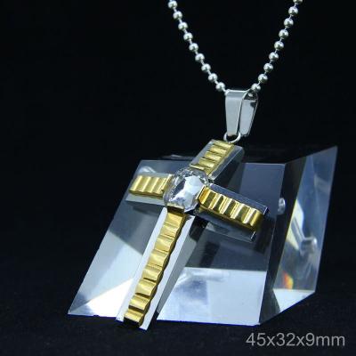 China Cruz cristalina de moda del embutido de las piedras de la CZ del acero inoxidable más el colgante LDC119 del collar del símbolo en venta