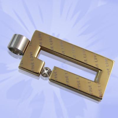 China 316L Stainless Steel Rectangle Square Shaped Necklace Pendant LPS0203 for sale