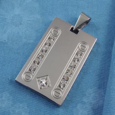 China 316L Stainless Steel Rectangle Square Shaped Necklace Pendant LPS0103 for sale