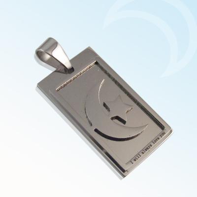 China 316L Stainless Steel Rectangle Square Shaped Necklace Pendant LPS0124 for sale