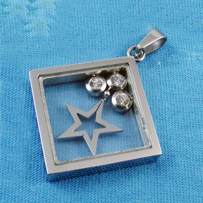China 316L Stainless Steel Rectangle Square Shaped Necklace Pendant LPS0006 for sale