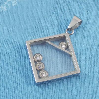 China 316L Stainless Steel Rectangle Square Shaped Necklace Pendant LPS0009 for sale