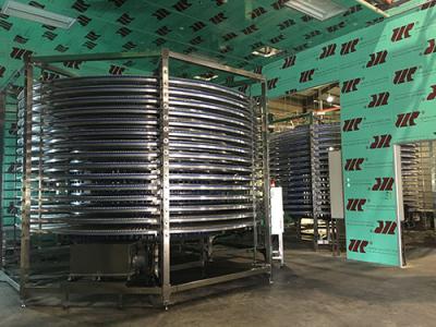 Cina Trasportatore di raffreddamento di spirale di rimozione delle scorie di pulizia a vapore di industria alimentare in vendita