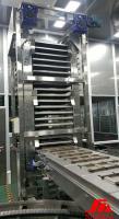 China Stainless Steel Vertical Multi-Step Pan Elevator | Industrial Baking Line Buffer System for sale