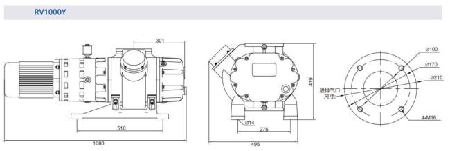 Air Cooling RV250y RV500y RV1000y RV2000y Roots Vacuum Pump as Prepump Forepump Backing Pump