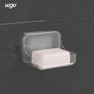 China No Drill Wall Mount Bath Soap Holder Dish Shower Counter Clear Plastic for sale