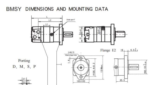 BMSY Hydraulic Motor - Technical Diagram