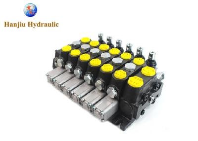 China Dcv Series 100lpm Manual Control Hydraulic Section Valve 6 Spools With High Pressure for sale