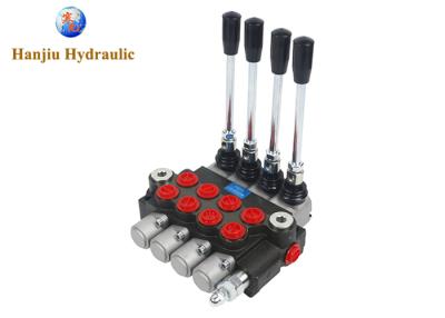 China 4P40 Monoblock Hydraulic Valve 40L Flow, 4 Spool, BSP Port G3/8, 3 Position Spring Return for sale