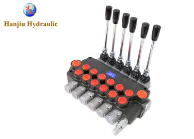 China 6 Spule 80 Lt/Min BSP trägt hydraulisches Fluss-Regelventil mit Frühlings-Rückkehr-geschlossener Mitte zu verkaufen