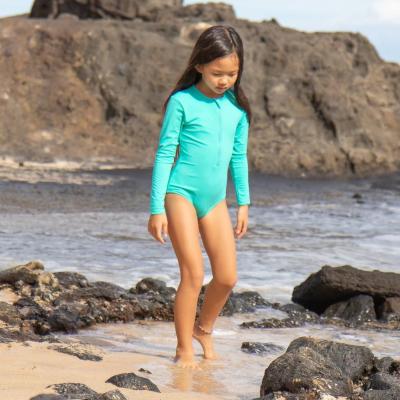 China Ins OEM Girl's New Design Blue One Piece Children Long Sleeve Swimwear for sale