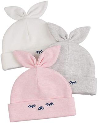 China Ins 100% Cotton Cotton Newborn Baby Girls Hat Spring Newborn Boys Hat Cute Rabbit Infant Beanie for sale