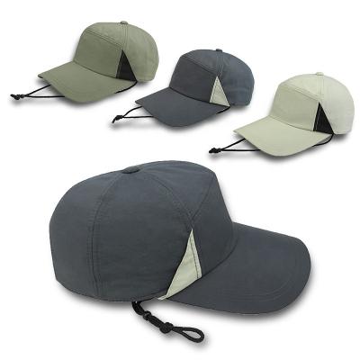 China Curved Brim Nylon Dad Hat Blank Plain Mesh Mens Sport Hip Hop Cord Baseball Cap Handsome With Rope for sale
