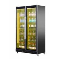 China Electronic Controller Beverage Display Cooler 305W Double Display Fridge 900L With LED Side Panel for sale