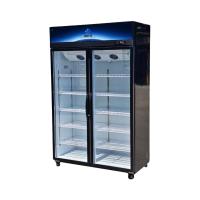 China Electronic Controller Beverage Display Cooler 305W Double Display Fridge 900L With LED Side Panel for sale
