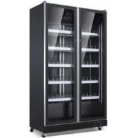 China Electronic Controller Beverage Display Cooler 305W Double Display Fridge 900L With LED Side Panel for sale