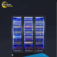 China Three Door Upright Beer Display Cooler Refrigerator with Dynamic Cooling for sale